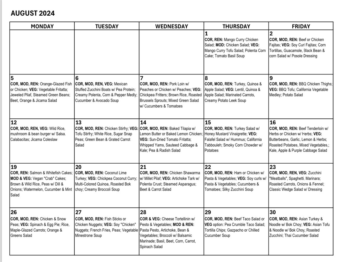 Our Meals - Kitchen Angels